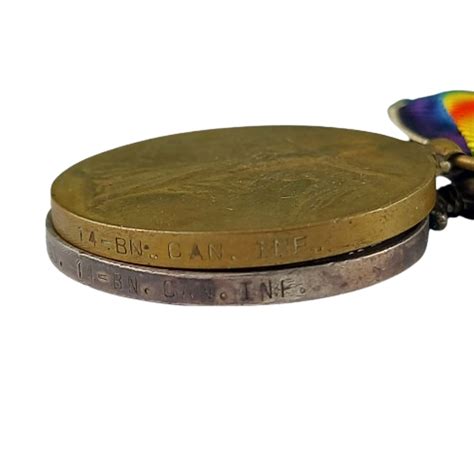 Ww1 Canadian Medal Pair 14th Battalion Rmr Royal Montreal Regiment Canadian Soldier Militaria