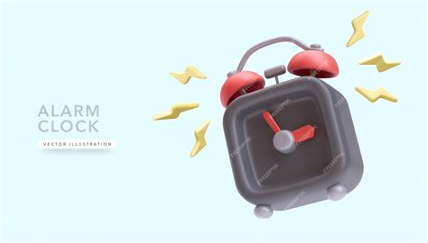 파란색 배경 벡터 일러스트 레이 션에 고립 된 플래시와 현실적인 떨어지는 빈티지 알람 시계 프리미엄 벡터