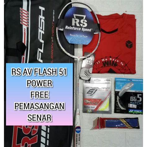Jual Raket Badminton Rs Av Flash Power Free Pemasangan Senar Shopee Indonesia