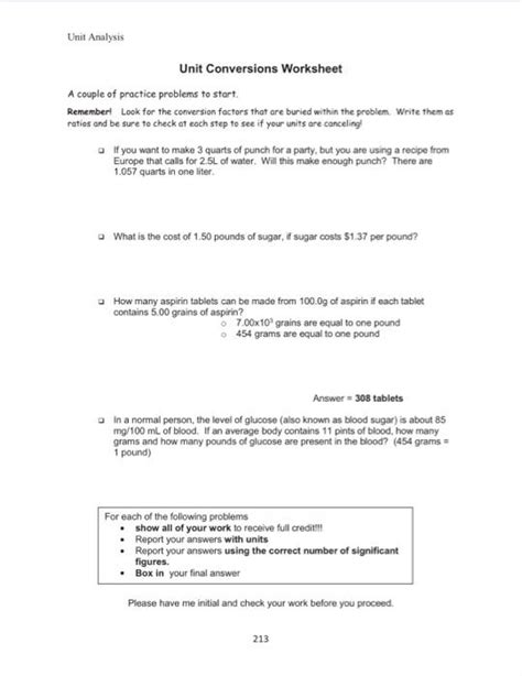 Solved Unit Analysis Unit Conversions Worksheet A Couple Of Chegg Com