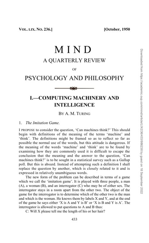 Computing Machinery And Inteligence
