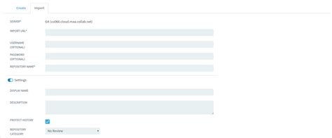 import external git repositories into teamforge from the code browser