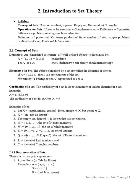 2 Introduction To Set Theory Pdf Set Mathematics Arithmetic