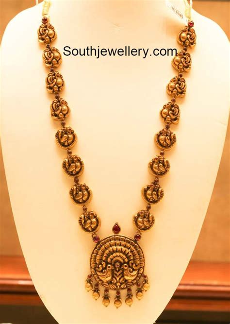 Peacock Nakshi Mini Haram Gold Jewellery Design Necklaces Gold