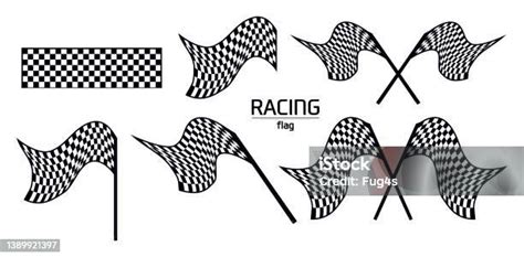 벡터 흑백 경주 흰색 배경에 Chekered 플래그 자동차 디자인 기호 요소 세트 바둑판무늬 깃발에 대한 스톡 벡터 아트 및 기타 이미지 바둑판무늬 깃발 기