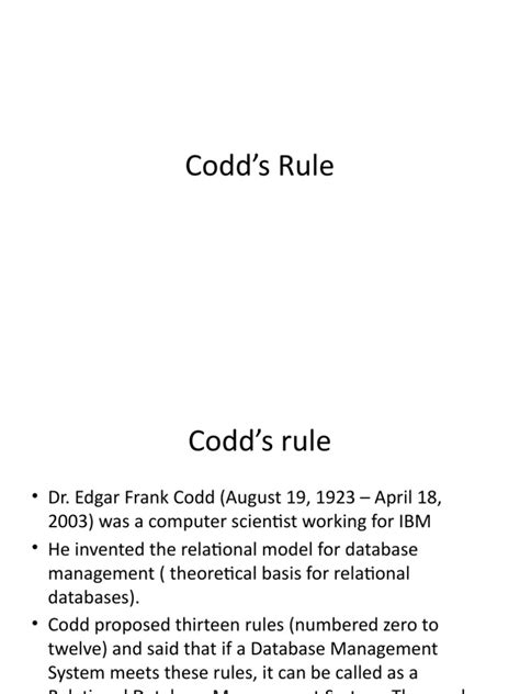 Codds Rule Pdf Relational Database Databases