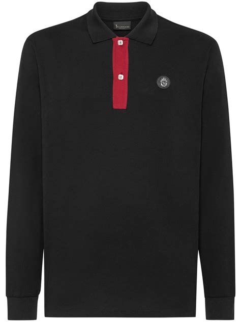 Billionaire Crest Embroidered Cotton Polo Shirt Black Farfetch Uk