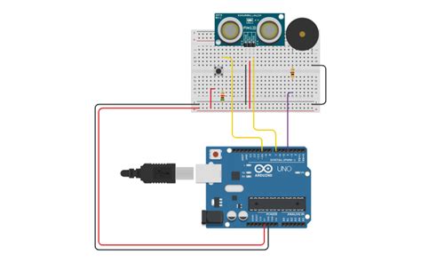 Circuit Design Motion Detect Using Ultrasonic Sensor Tinkercad