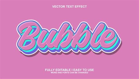 Premium Vector 3d Editable Bubble Text Effect Scipt Style Texxt Effect Template