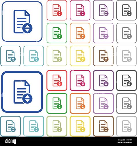 Document Scrolling Color Flat Icons In Rounded Square Frames Thin And