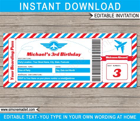 Free Printable Airplane Ticket