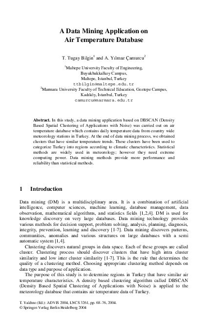 Pdf A Data Mining Application On Air Temperature Database