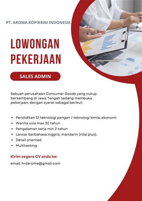 Lowongan Kerja November 2023 AROMA KOPIKRIM INDONESIA Sales Admin SCU