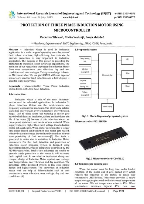 Irjet Protection Of Three Phase Induction Motor Using Microcontroller Pdf