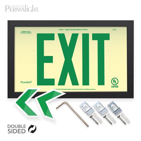 Permalight Rigid Pvc Plastic Exit Sign Black Aluminum Frame 6 Inch