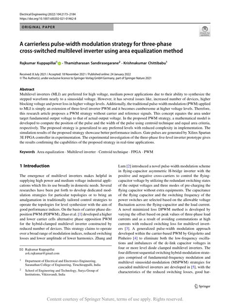 A Carrierless Pulse Width Modulation Strategy For Three Phase Cross Switched Multilevel Inverter