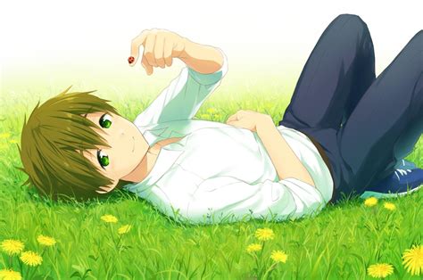 Anime Boy Sitting On Grass Share The Best S Now