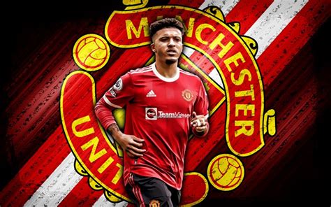 다운로드 제이든 산초 4k 빨간색 그런 지 배경 맨체스터 유나이티드 Fc 축구 대각선 맨유 프리미어 리그 잉글랜드 축구 선수 제이든 산초 맨체스터 유나이티드