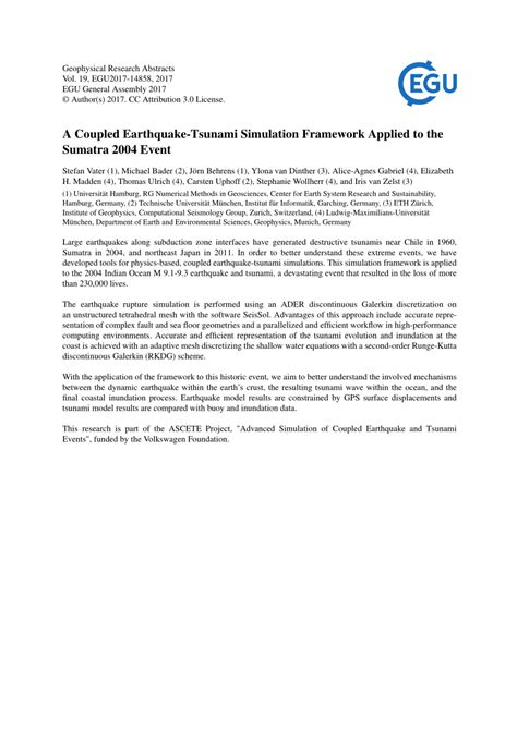 Pdf A Coupled Earthquake Tsunami Simulation Framework Applied To The