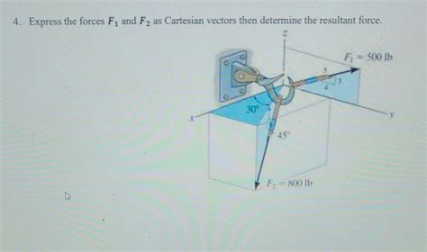 Solved 4 Express The Forces F1 And F2 As Cartesian Vectors Chegg Com