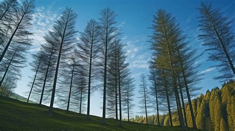 Trees In The Sky Background Morning Spring Landscape Background Image And Wallpaper For Free