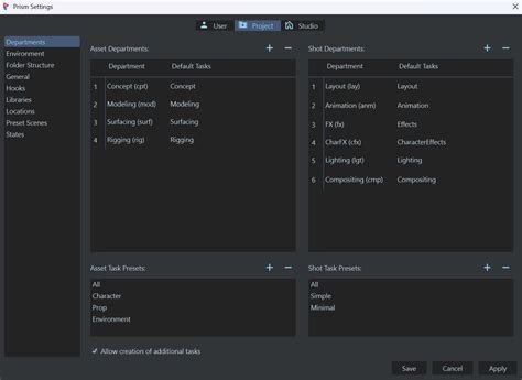 Project Settings — Prism Pipeline Documentation Project Settings — Prism Pipeline Documentation