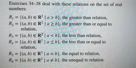 Solved Exercises 34 38 Deal With These Relations On The Set