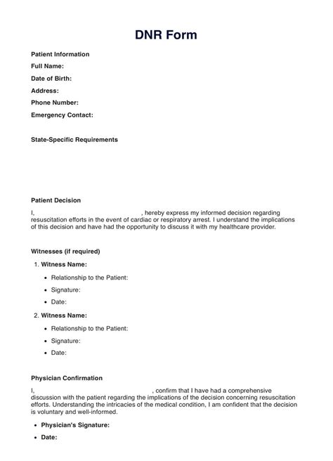Do Not Resuscitate Dnr Forms