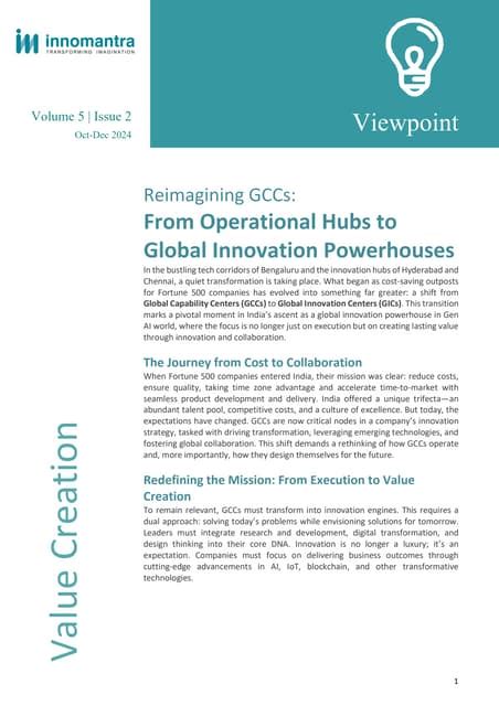 Reimaginging Gccs From Operational Hubs To Global Innovation