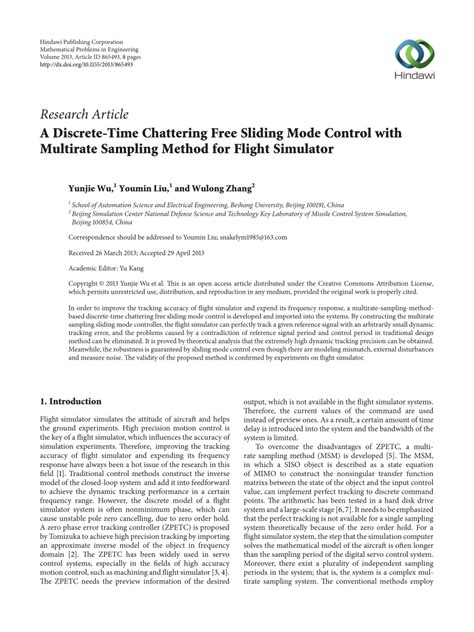 Pdf A Discrete Time Chattering Free Sliding Mode Control With Multirate Sampling Method For