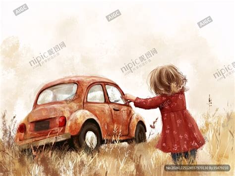 Ai创作图儿童主题汽车插画 治愈系儿童插画 意境儿童插画 手绘女孩坐车 治愈系儿插 唯美儿童插画 梦幻儿童插画超治愈 孤单的小女孩插画 美好童年插画 小女孩插画小场景 小孩玩小汽车 秋游的好小
