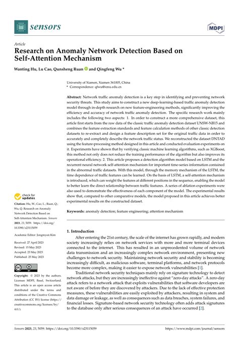 Pdf Research On Anomaly Network Detection Based On Self Attention