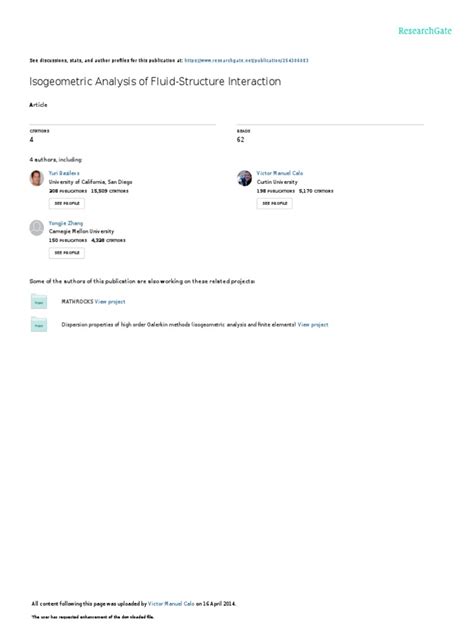 2018 Isogeometric Analysis Of Fluid Structure Interaction Pdf Finite Element Method Artery