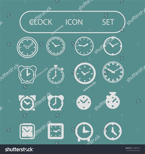 Clock Icon Set Stock Vector Royalty Free 212869522 Shutterstock