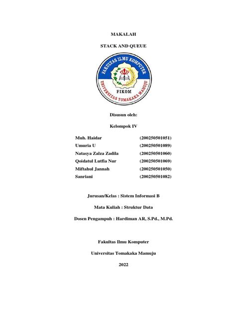 Makalah Kelompok 4 Stack Dan Queue Fikom Pdf