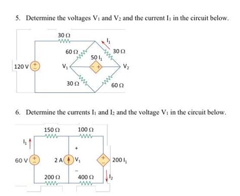 solved 5 determine the voltages v1 and v2 and the current