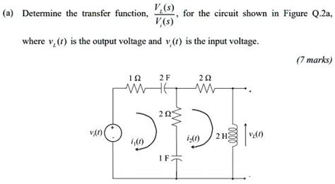 Determine The Transfer Function For The Circuit Shown In Figure Q2a V