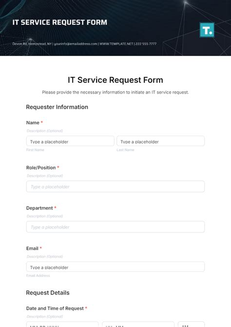 Free It Service Request Form Template To Edit Online