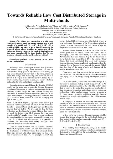 Pdf Towards Reliable Low Cost Distributed Storage In Multi Clouds