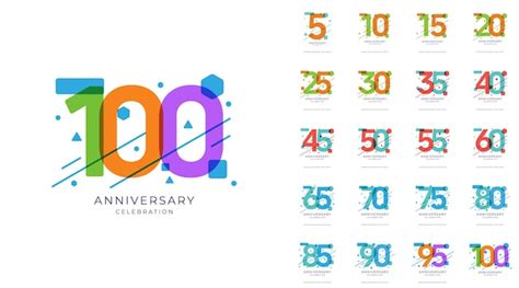 기념일 축하 컬렉션 템플릿 디자인 세트 프리미엄 벡터