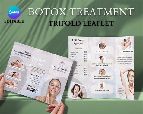 Botox Trifold Leaflet Template Editable Dermal Filler Brochure