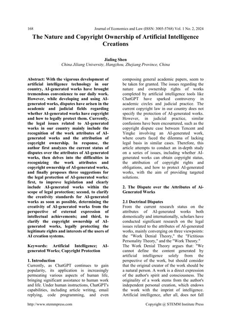 Pdf The Nature And Copyright Ownership Of Artificial Intelligence