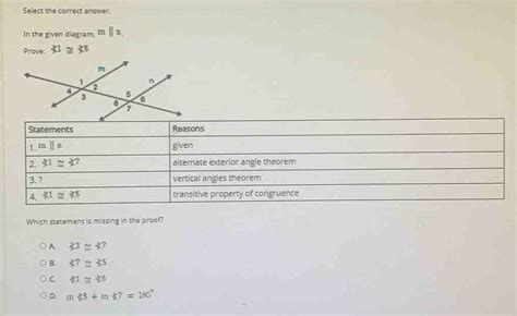 Solved Select The Correct Answer In The Given Diagram Mparallel N Prove XI X Which