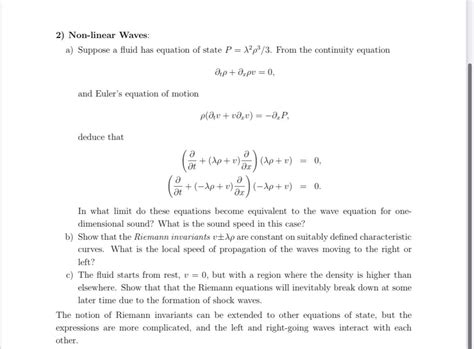 solved non linear waves a ﻿suppose a fluid has equation of