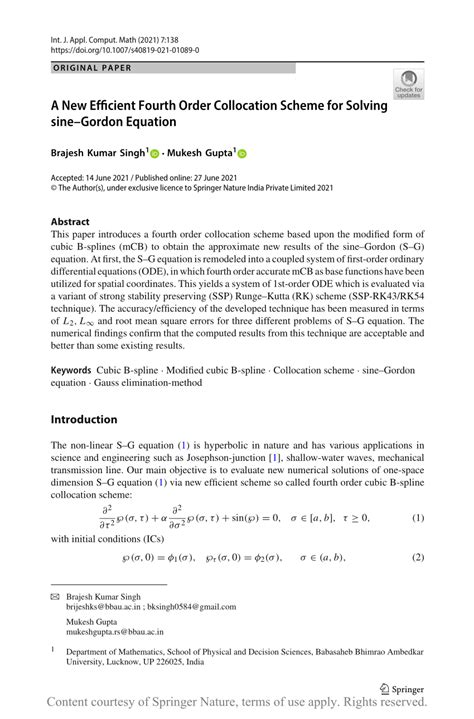 A New Efficient Fourth Order Collocation Scheme For Solving Sinegordon