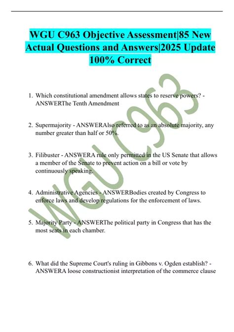 Wgu C963 Objective Assessment85 New Actual Questions And Answers2025 Update 100 Correct Wgu
