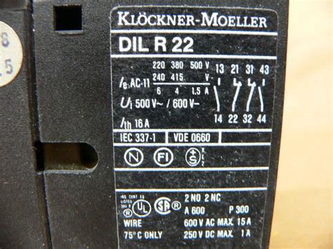 Klockner Moeller Dil R 22 Contactor 110 120v Fen Industrial