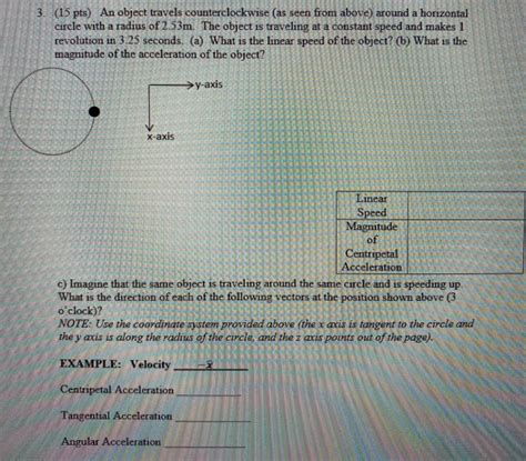 Solved Wa 3 15 Pts An Object Travels Counterclockwise As
