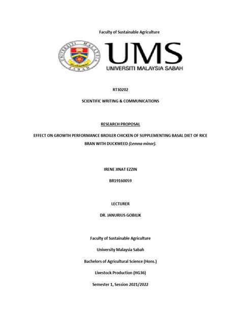 Effect On Growth Performance Broiler Chicken Of Supplementing Rice Bran With Duckweed Pdf Leaf