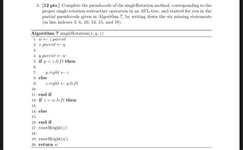 Solved 3 12 Pts Complete The Pseudocode Of The